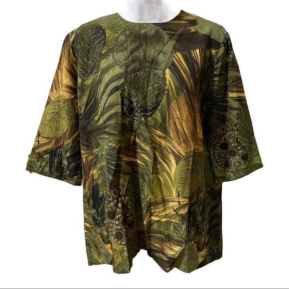 Magaschoni | Tops | Magaschoni Collection Silk Blouse Green Jungle ...